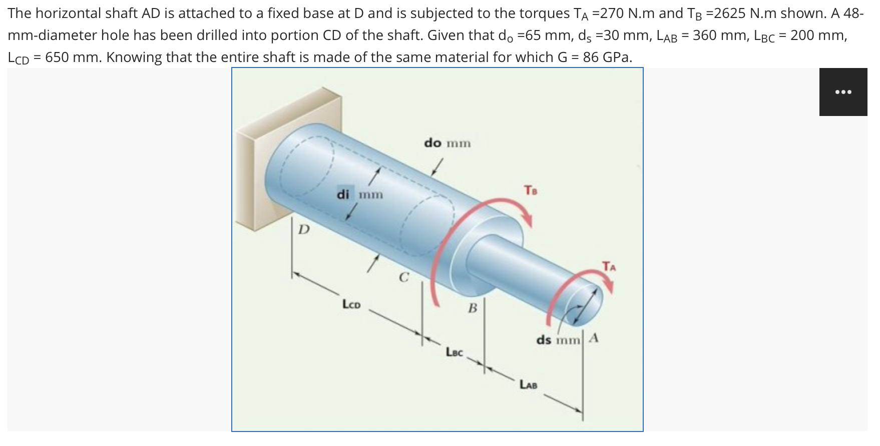 Solved The horizontal shaft AD is attached to a fixed base | Chegg.com