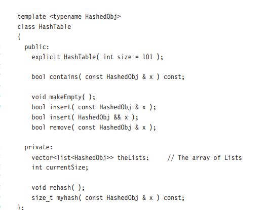 Solved template class HashTable { public: explicit | Chegg.com