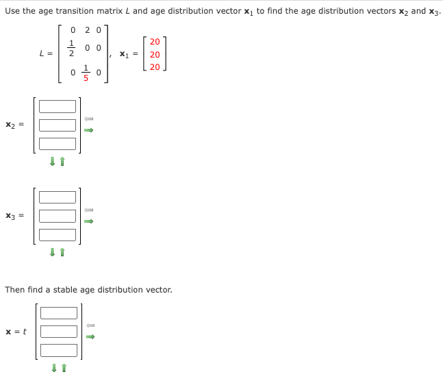 Solved Use the age transition matrix L and age distribution | Chegg.com