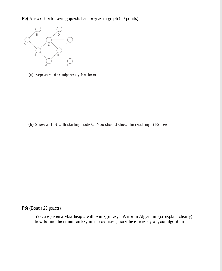Solved P5) Answer the following quests for the given a graph | Chegg.com