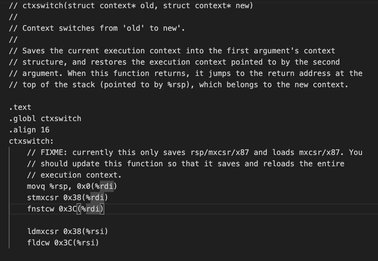 Solved I need to write a context switch function that gets | Chegg.com