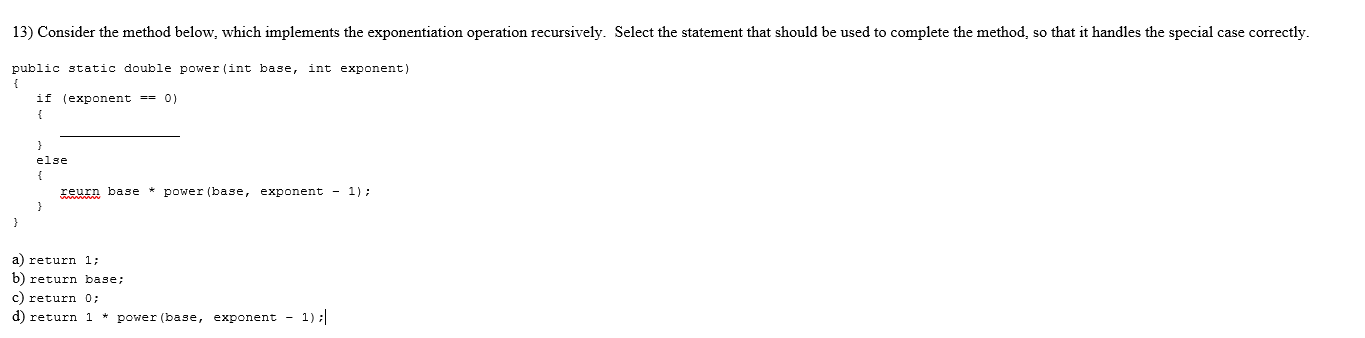 Solved 12) How many recursive calls to the fib method shown | Chegg.com