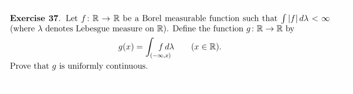 Solved Exercise 37. Let f:R→R be a Borel measurable function | Chegg.com