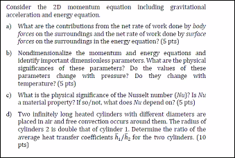 Consider the 2D momentum equation including | Chegg.com