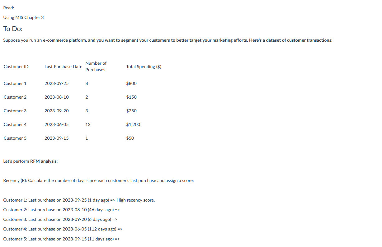 Solved Read: Using MIS Chapter 3 To Do: Suppose you run an | Chegg.com