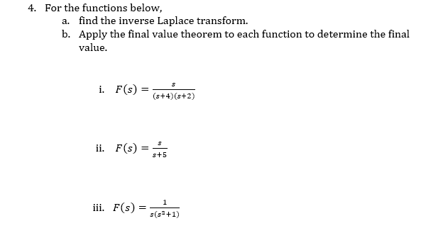 Solved 4. For the functions below, a. find the inverse | Chegg.com