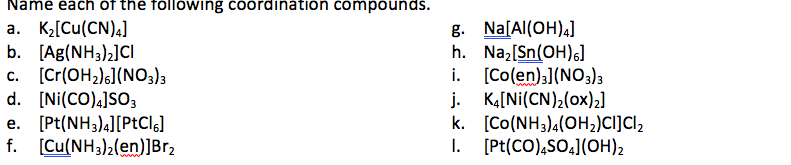Solved Name each of the following coordination compounds. a. | Chegg.com