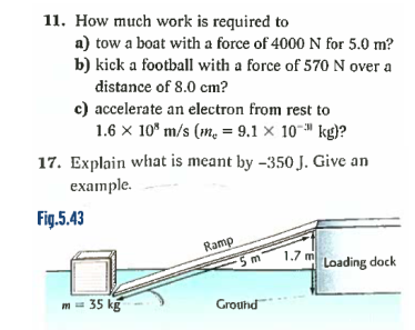 Solved 11. How much work is required to a) tow a boat with a | Chegg.com