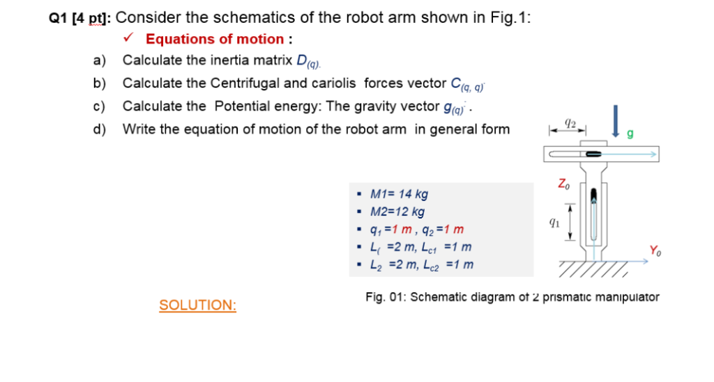 Q1 [4 pt]: Consider the schematics of the robot arm | Chegg.com