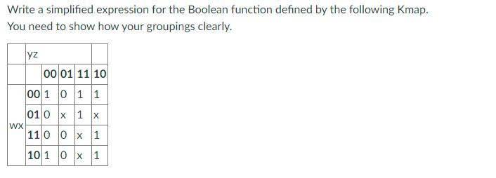 Solved Write a simplified expression for the Boolean | Chegg.com