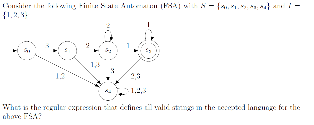 Solved Consider the following Finite State Automaton (FSA) | Chegg.com