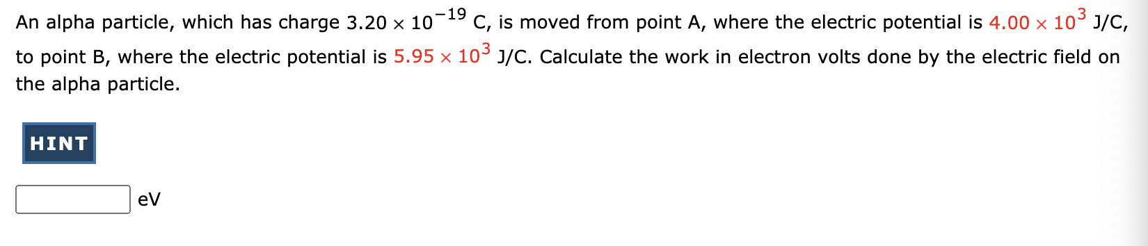 Solved An alpha particle, which has charge 3.20 x 10-19 C, | Chegg.com