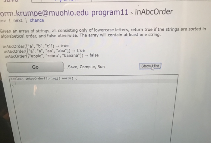 Solved Given an array chance all consisting only of | Chegg.com