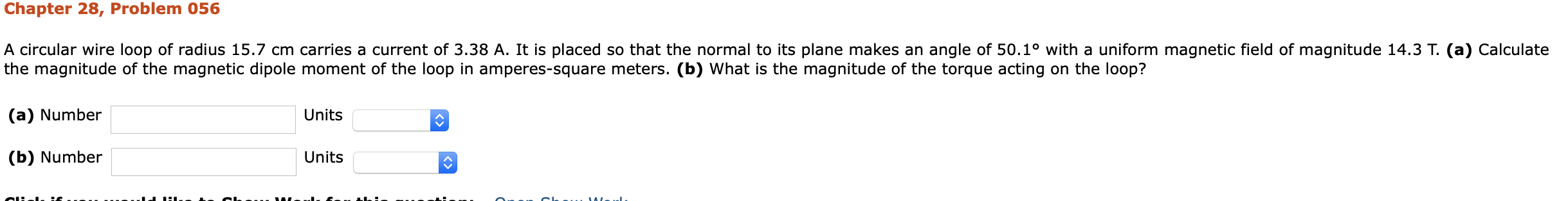 Solved Chapter 28, Problem 056 A circular wire loop of | Chegg.com