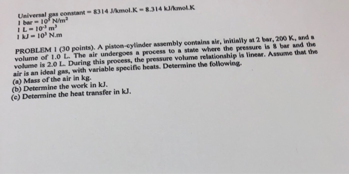Solved Universal gas constant-8314 J/kmol.K- 8.314 k/kmol.K | Chegg.com