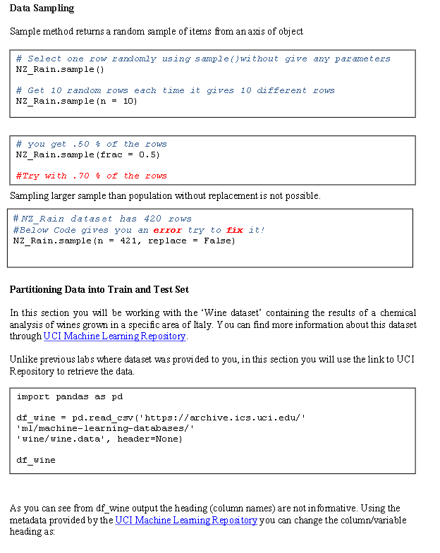 Solved Sample method returns a random sample of items from | Chegg.com
