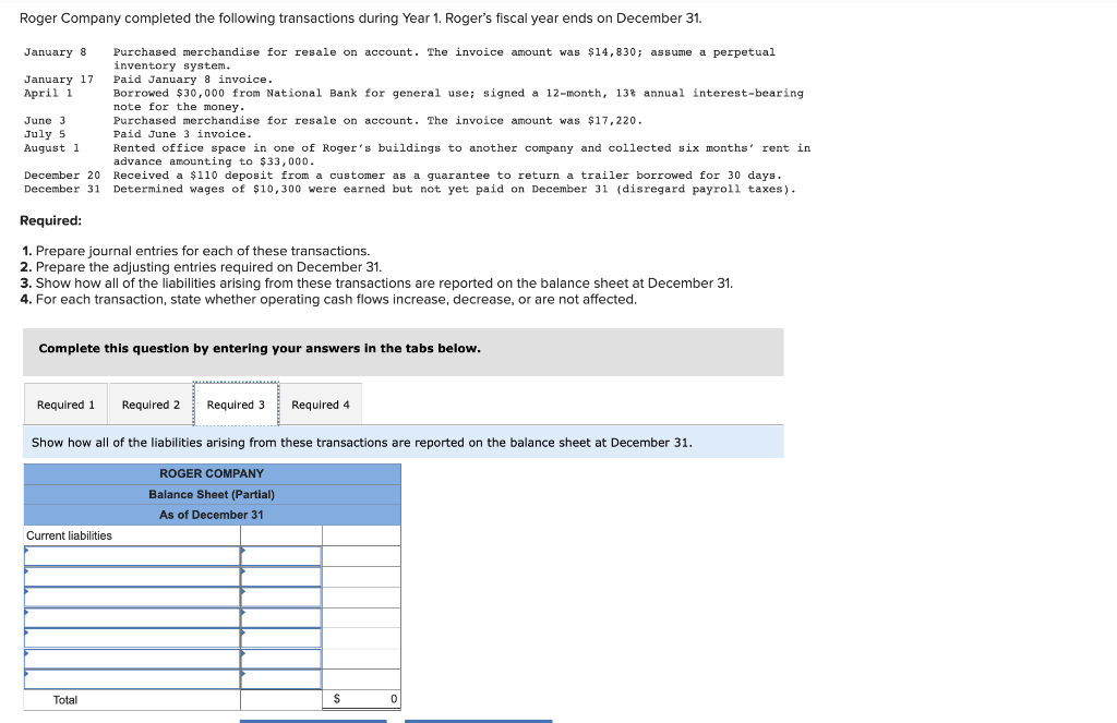 [Solved]: Roger Company completed the following transactio