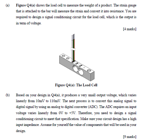 (a) Figure Q4(a) shows the load cell to measure the | Chegg.com