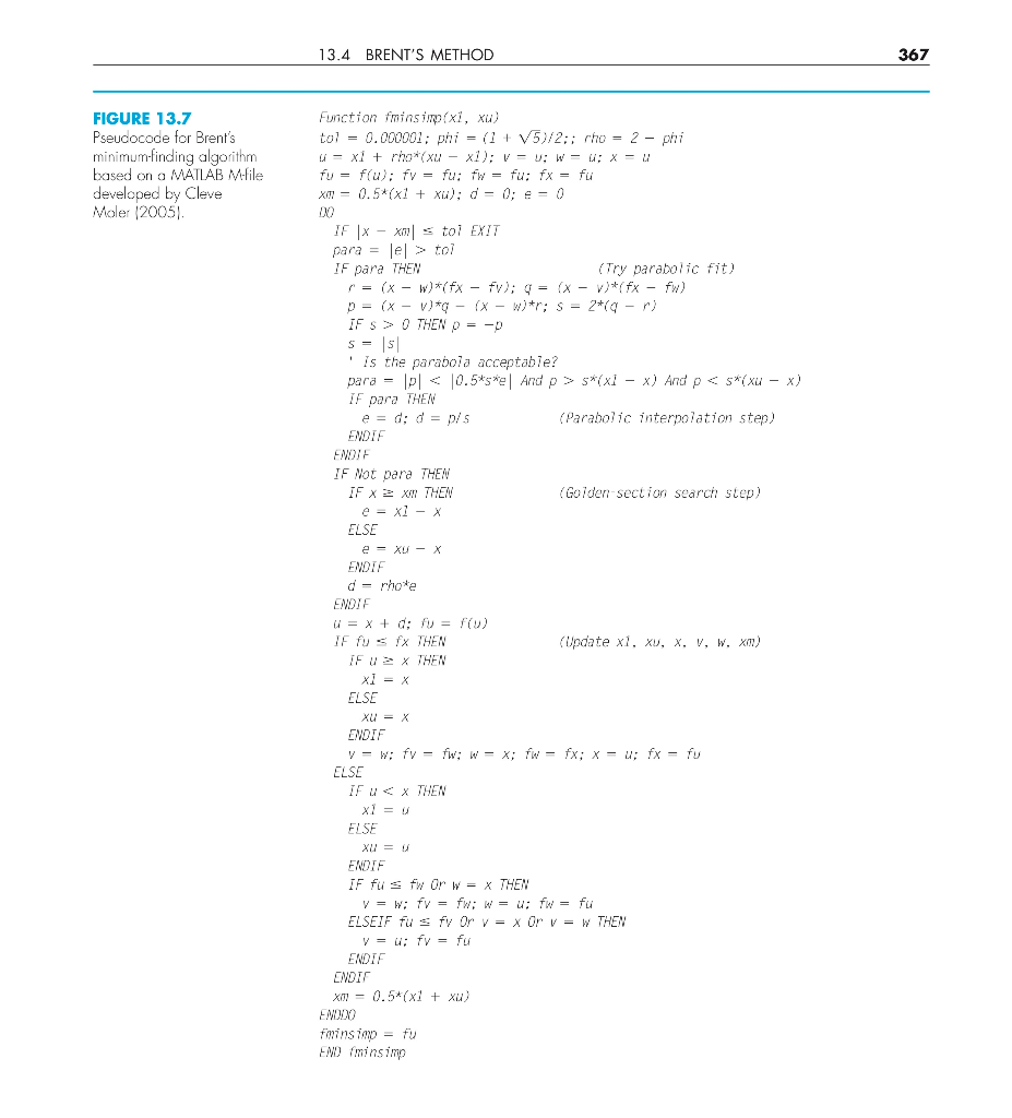 Implement Brent's method for one-dimensional | Chegg.com