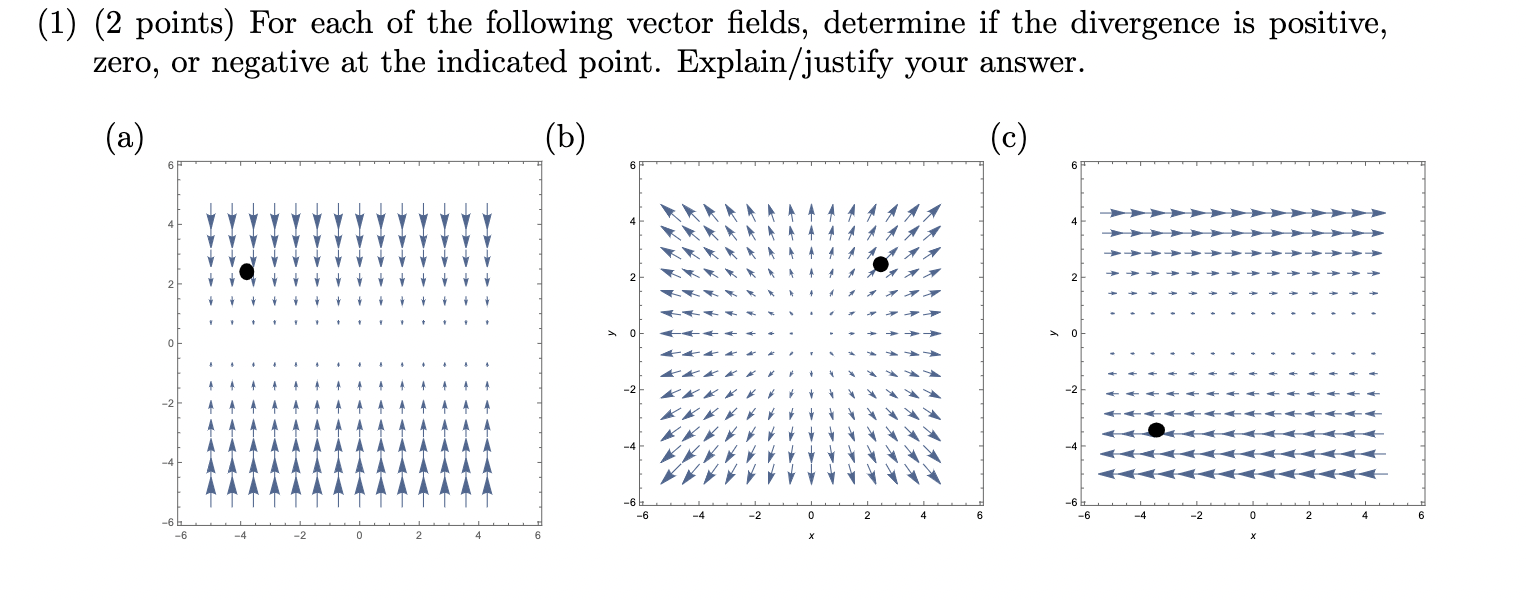 Solved (1) (2 points) For each of the following vector | Chegg.com