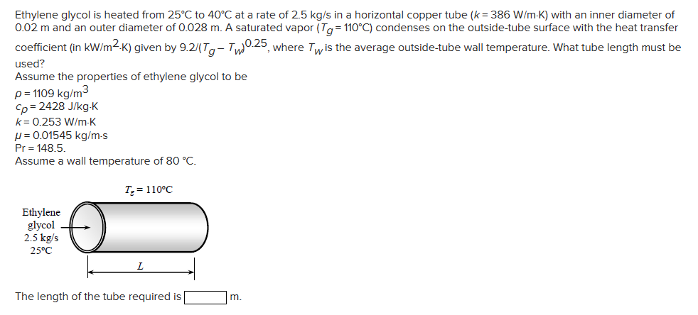 Solved Ethylene glycol is heated from 25∘C to 40∘C at a rate | Chegg.com