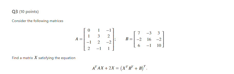 Solved Q3 (10 ﻿points)Consider the following | Chegg.com