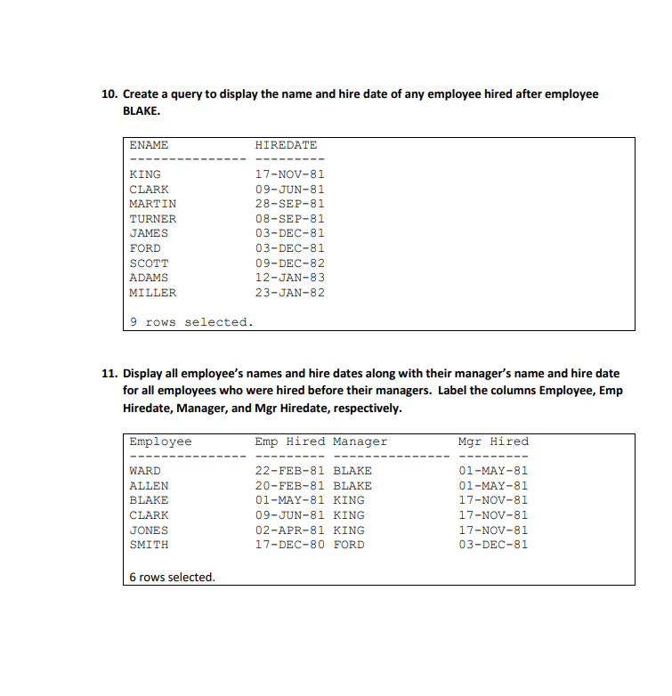 8. Create a query that will display the employee | Chegg.com