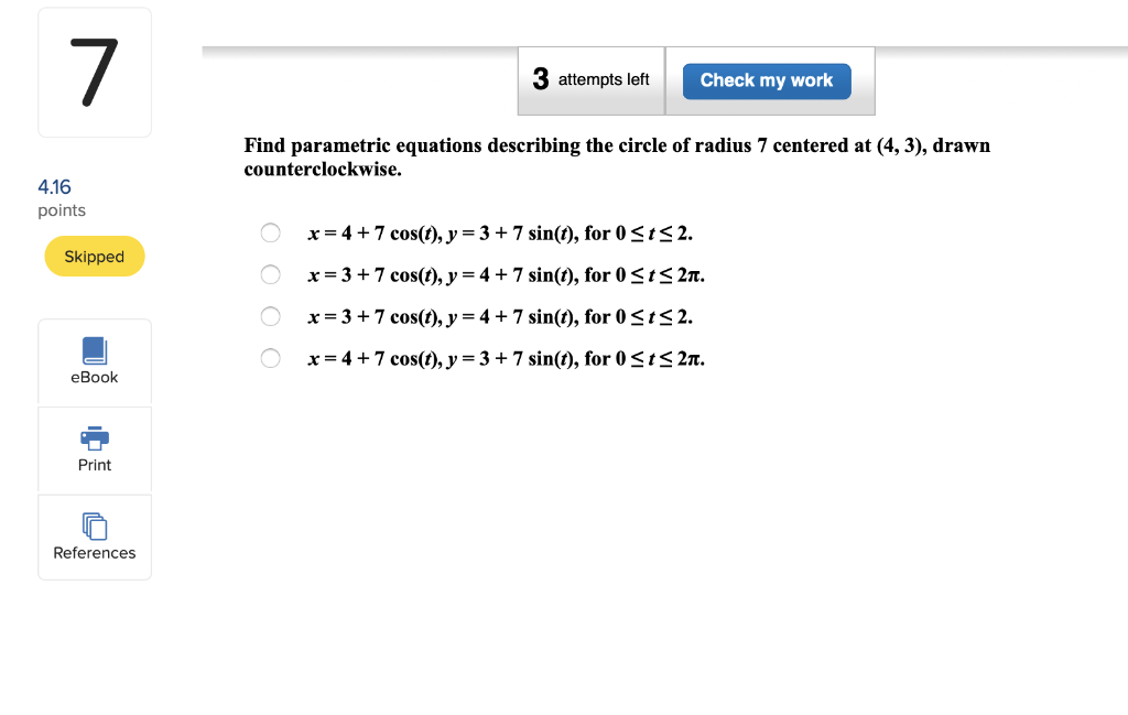 Solved 3 attempts left Check my work Find parametric | Chegg.com