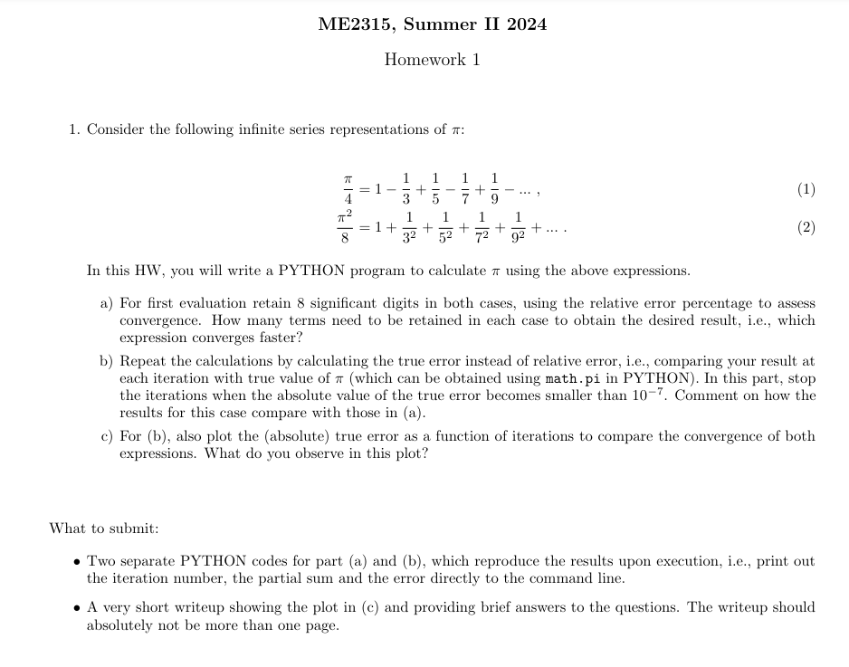 Solved Homework 1Consider the following infinite series | Chegg.com