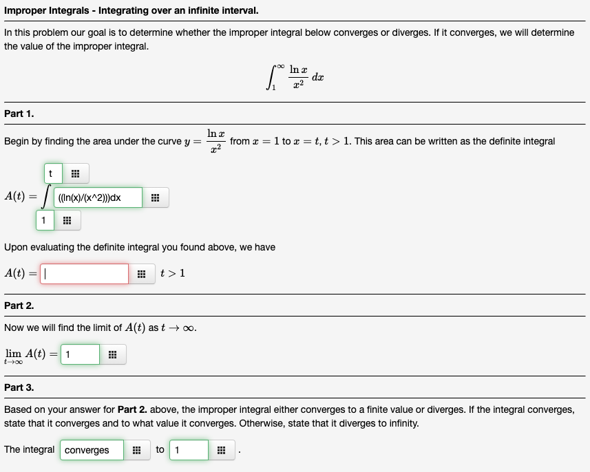 Solved Improper Integrals Integrating Over An Infinite