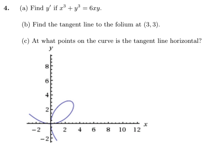 Solved (a) Find y′ if x3+y3=6xy. (b) Find the tangent line | Chegg.com