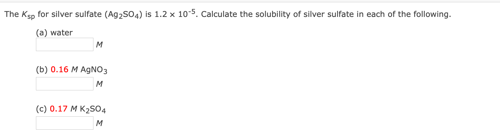 Solved The Ksp for silver sulfate (Ag2SO4) is 1.2×10−5. | Chegg.com