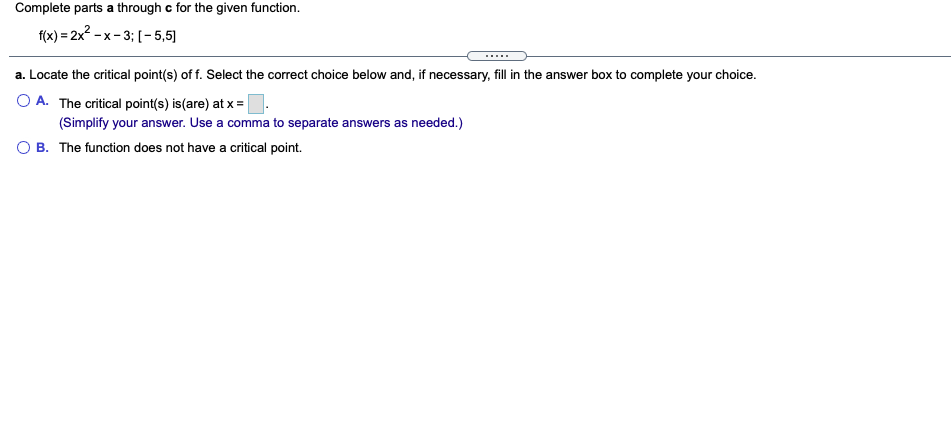 Solved Complete parts a through c for the given function. | Chegg.com