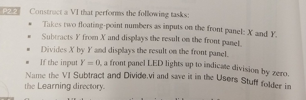 Solved Please use labview to create the VI, virtual | Chegg.com