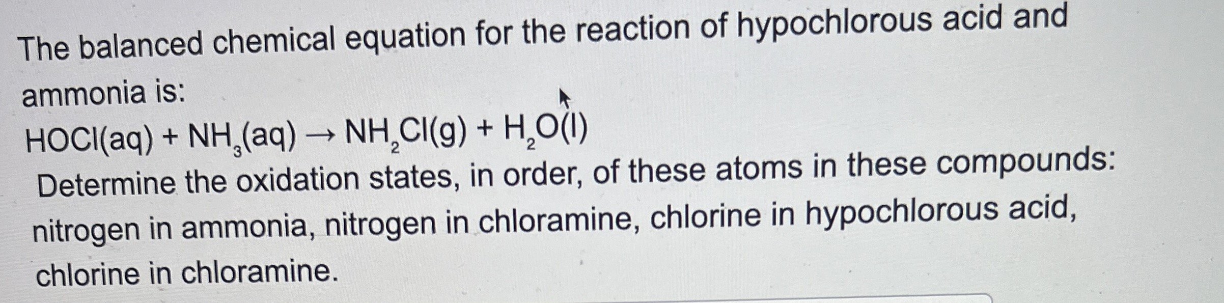 Solved The balanced chemical equation for the reaction of | Chegg.com