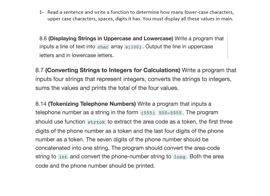 Solved 1- Read a sentence and write a function to determine | Chegg.com