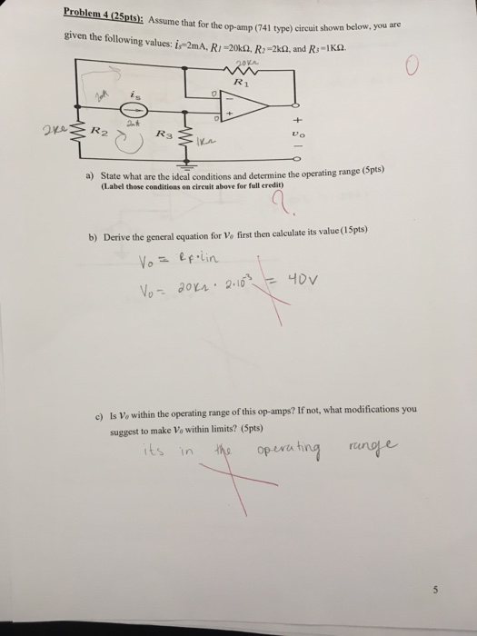 Solved Problem 4 (25pts): Assume that for the op-amp (741 | Chegg.com