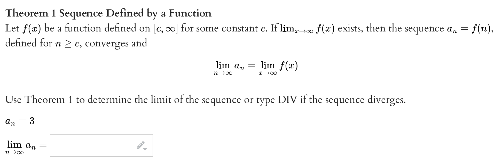 Solved a = f(n), Theorem 1 Sequence Defined by a Function | Chegg.com