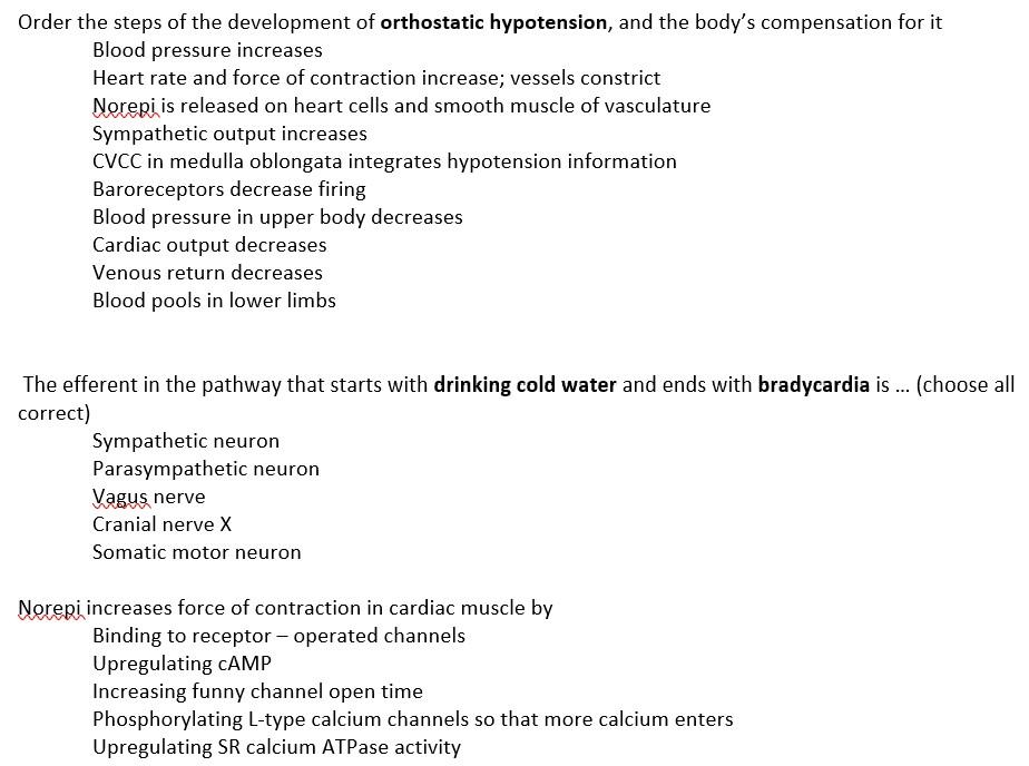 Solved Order the steps of the development of orthostatic | Chegg.com