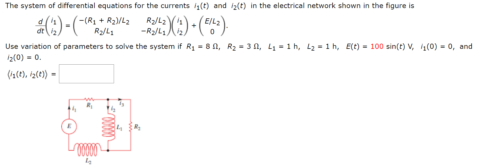 Solved The System Of Differential Equations For The Currents