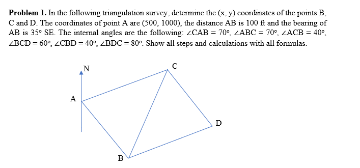 Solved Problem 1. In the following triangulation survey, | Chegg.com