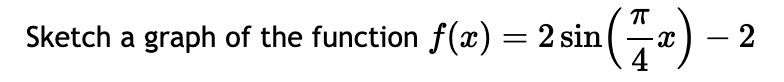 Solved Sketch a graph of the function f(x)=2sin(π4x)-2 | Chegg.com
