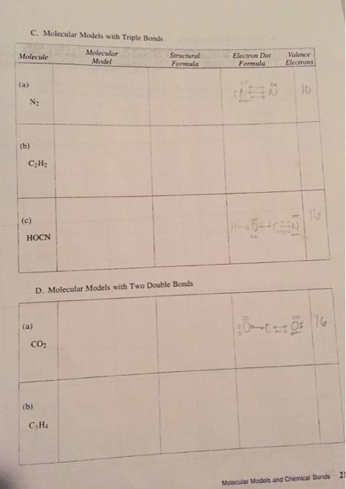 Solved Molecular Models with Triple Bonds Molecular Models | Chegg.com