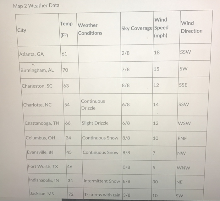 Weather Map Lab Name: 400 km Weather Map 2 200 mi ESS | Chegg.com