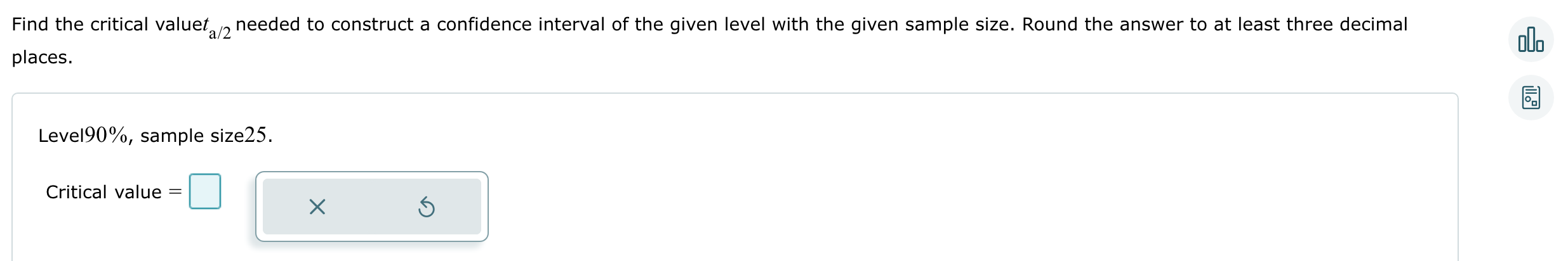 Solved Find the critical valuet ta2 ﻿needed to construct a | Chegg.com