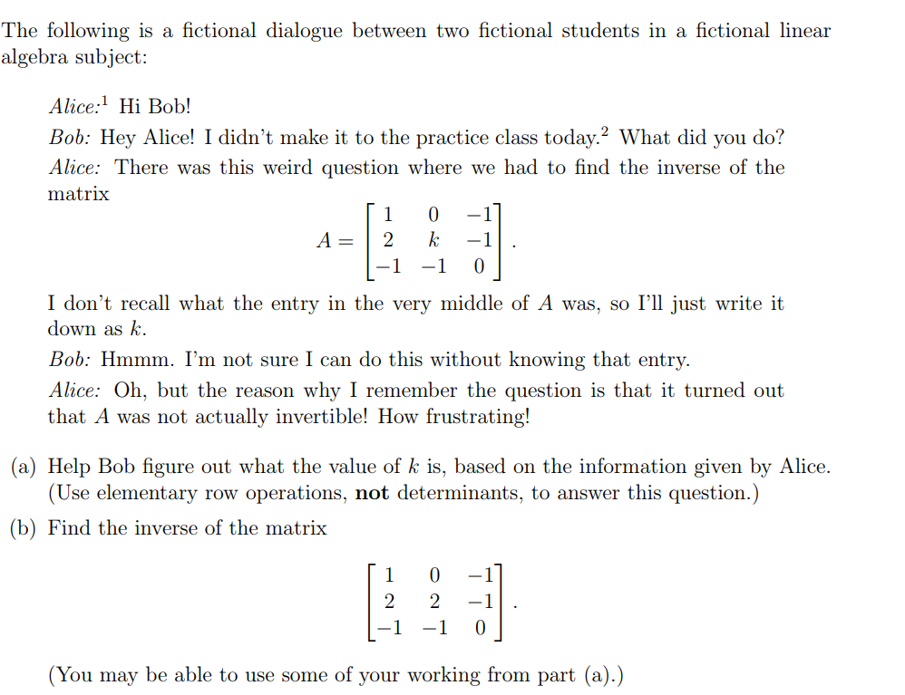 Solved The following is a fictional dialogue between two | Chegg.com