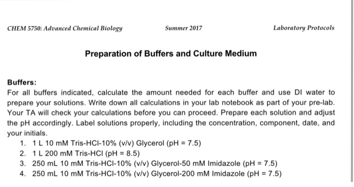Solved For all buffers indicated, calculate the amount | Chegg.com