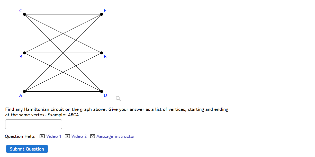 Solved Find any Hamiltonian circuit on the graph above. Give | Chegg.com