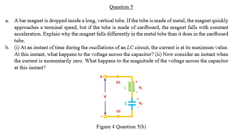 Solved Question 5 a. A bar magnet is dropped inside a long, | Chegg.com