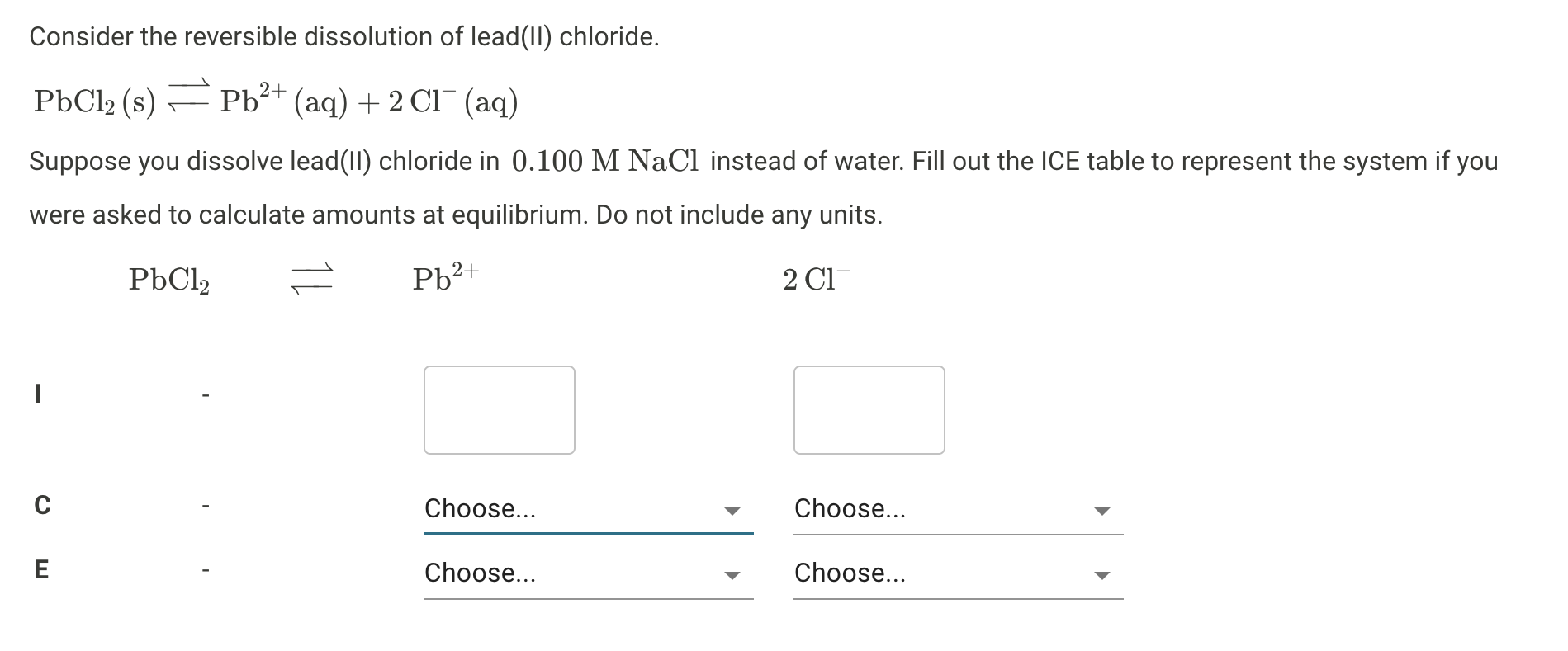 Solved Consider the reversible dissolution of lead(II) | Chegg.com